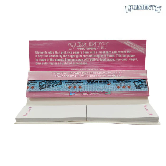 ELEMENTS Connoisseur Pink Rolling Papers with Tips - King Size Slim ...
